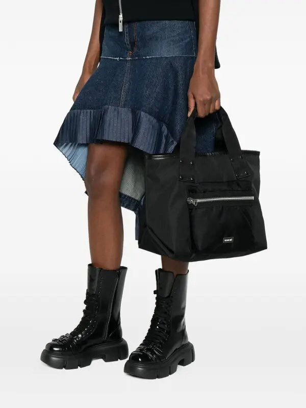 Sacai Medium Nylon Tote With Zip Pocket