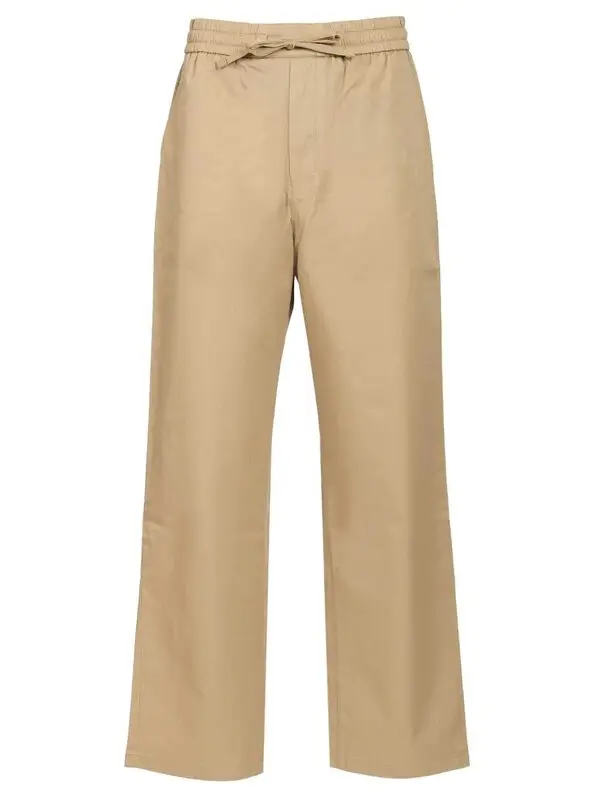 AMI Paris Cotton Gabardine Trousers With Elasticated Waist - Cream