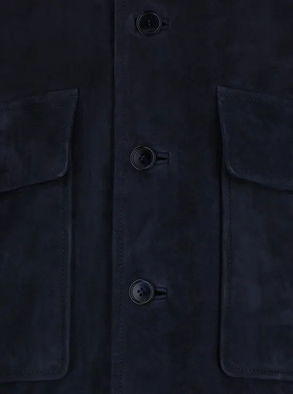 Gucci Suede High Neck Jacket With Web Detail