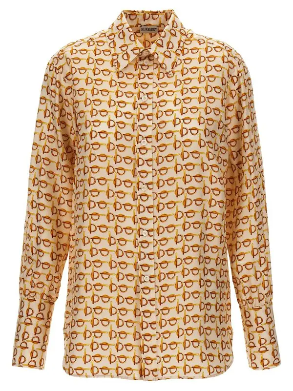 Burberry Silk Poplin 'b' Print Shirt - Multicolor