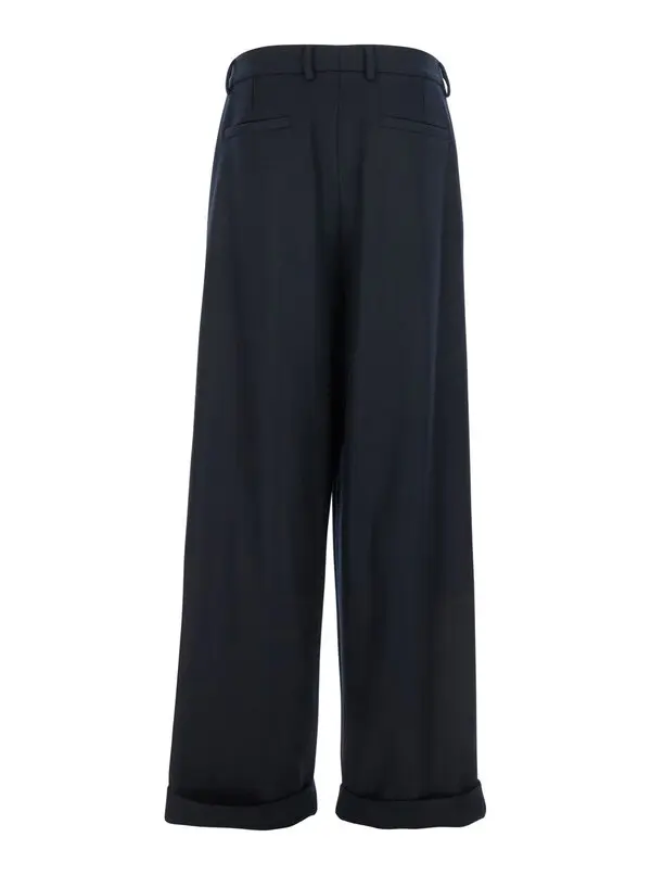 Dolce & Gabbana Wool Trousers With Belt Loops And Cuffed Hem