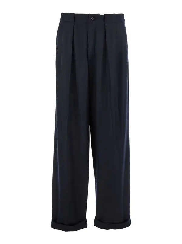 Dolce & Gabbana Wool Trousers With Belt Loops And Cuffed Hem - Multicolor