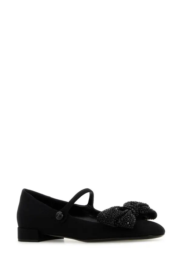 Valentino Garavani Fabric Ballerinas With Bow Detailing - Black