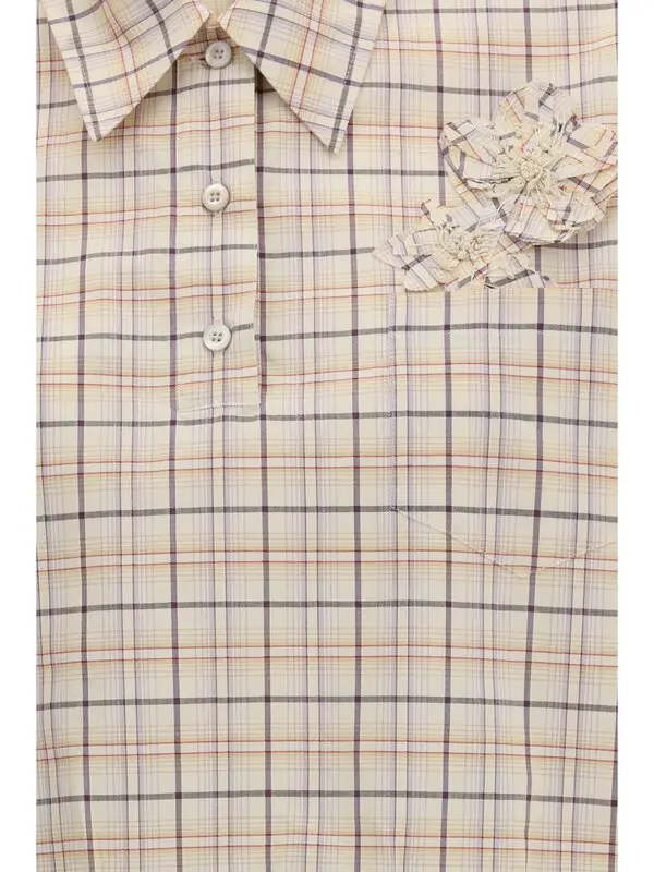 Prada Checked Poplin Shirt With Patch Pocket - Cream