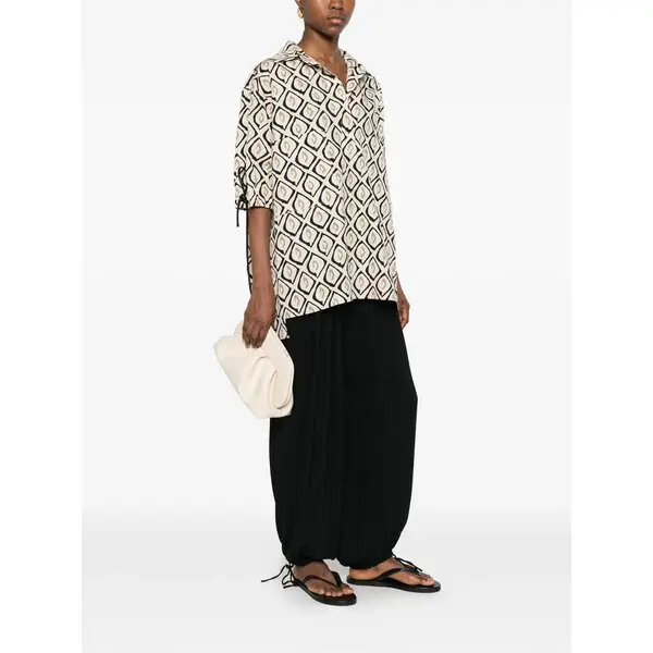 Max Mara Geometric Print Cotton Blouse - Cream