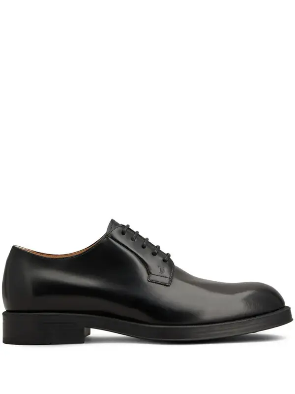 TOD'S Almond Toe Leather Derby Shoes - Black