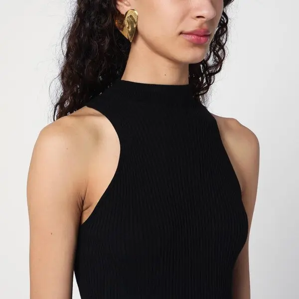 ROBERTO COLLINA Ribbed High Neck Sleeveless Top