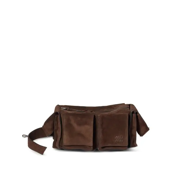 Miu Miu Suede Satchel With Adjustable Shoulder Strap