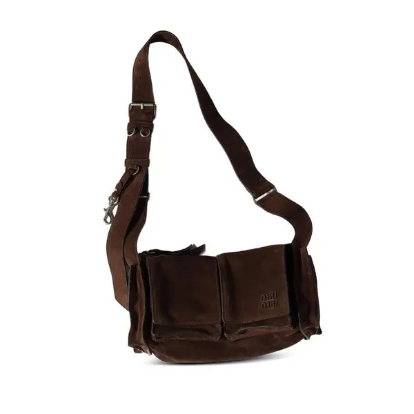 Miu Miu Suede Satchel With Adjustable Shoulder Strap
