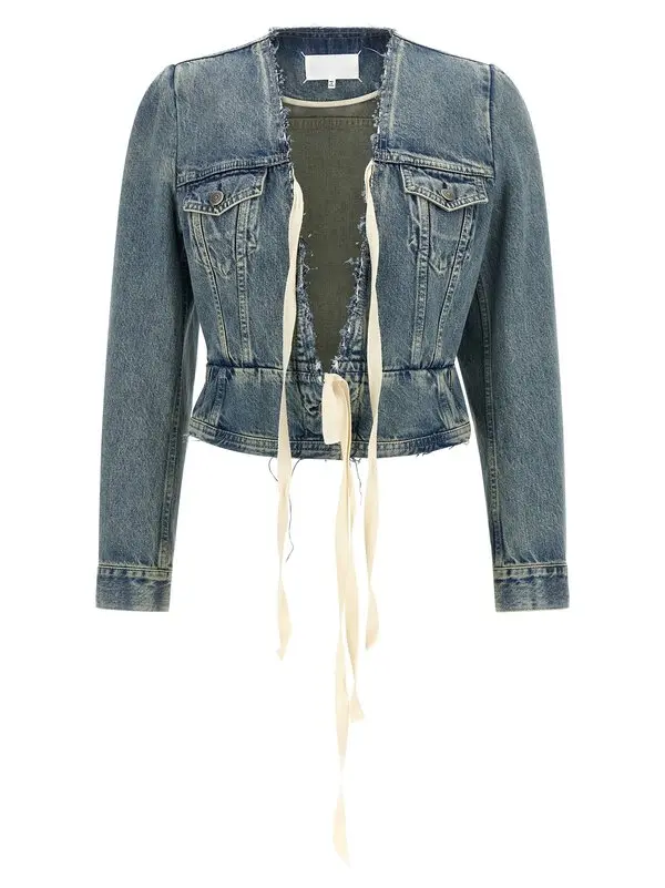 MAISON MARGIELA Raw Cut Hem Denim Jacket - Blue