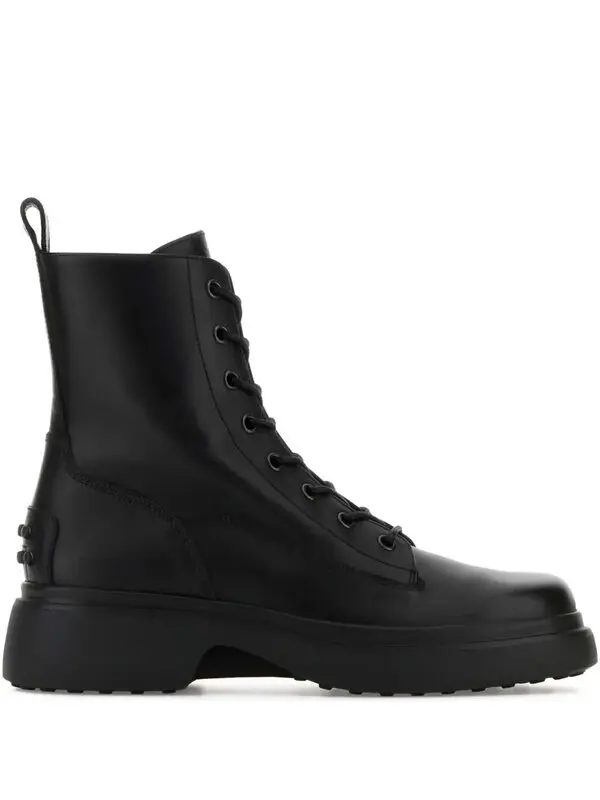 TOD'S Leather Platform Combat Boots - Black