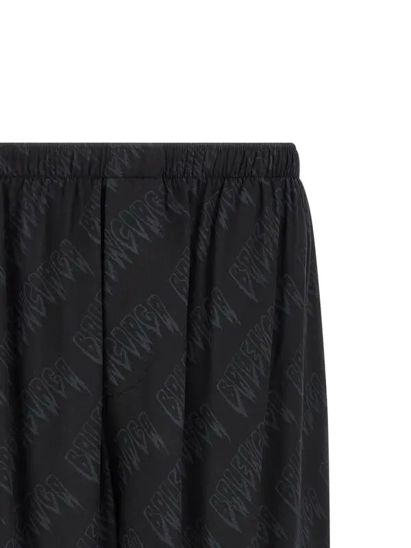Balenciaga Logo Print Wide Leg Shorts - Black