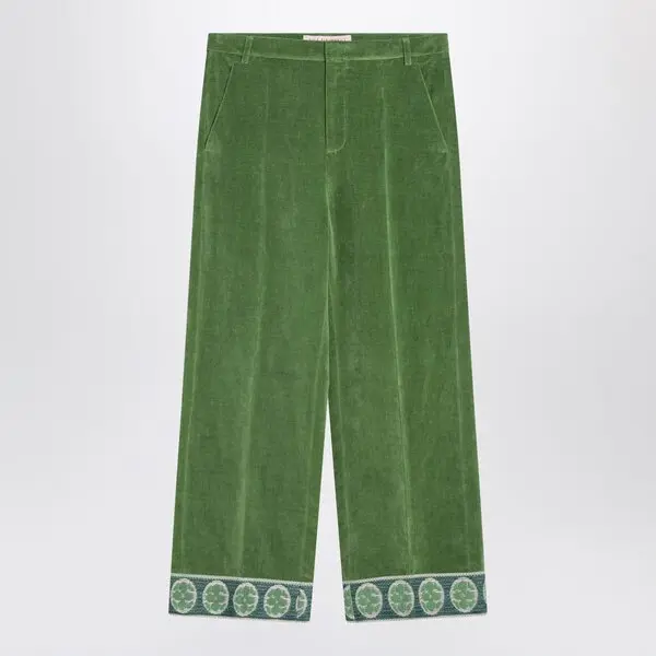 Valentino Garavani Velvet Trousers With Jacquard Hem