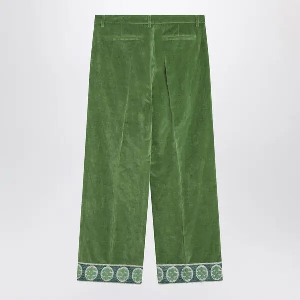 Valentino Garavani Velvet Trousers With Jacquard Hem