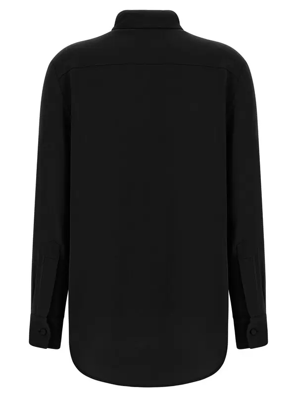 Balenciaga Georgette Shirt With Removable Scarf Collar - Black