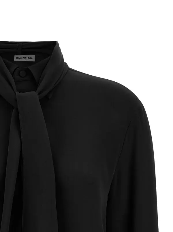 Balenciaga Georgette Shirt With Removable Scarf Collar - Black
