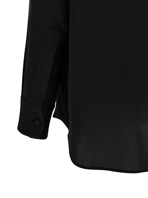 Balenciaga Georgette Shirt With Removable Scarf Collar - Black
