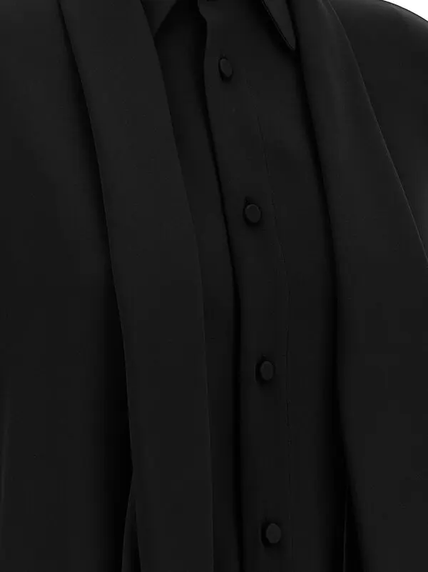 Balenciaga Georgette Shirt With Removable Scarf Collar - Black