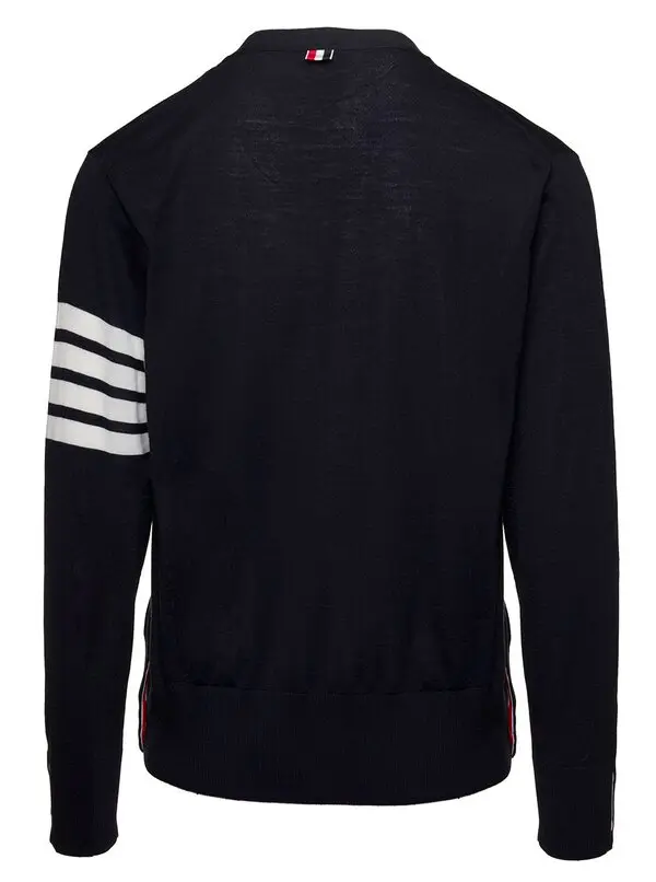 Thom Browne Long Sleeve Wool V-neck Cardigan - Multicolor