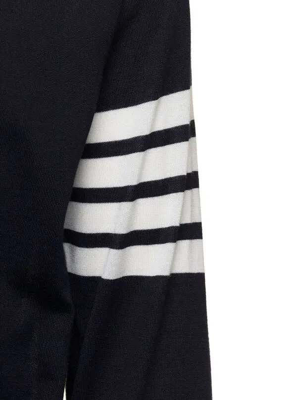 Thom Browne Long Sleeve Wool V-neck Cardigan - Multicolor