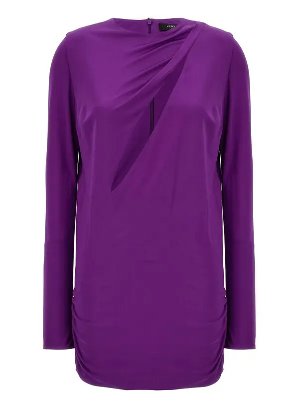 Versace Cut Out Jersey Dress - Purple