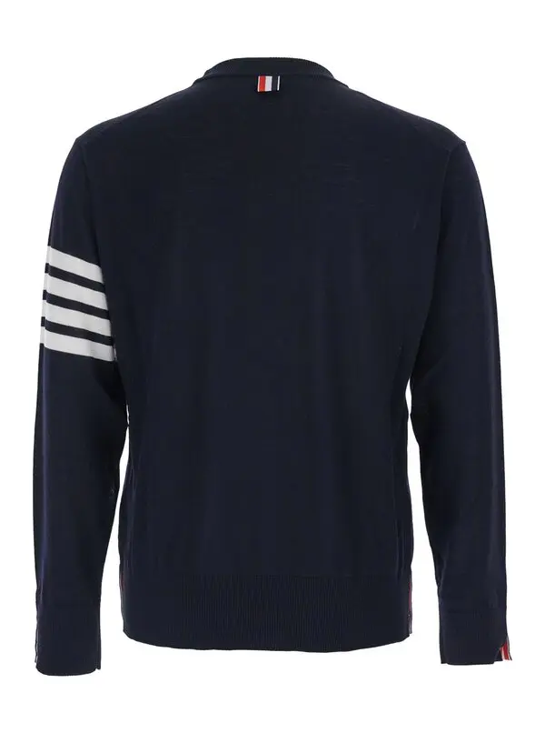 Thom Browne Crew Neck Wool Sweater With 4-bar Detail - Multicolor