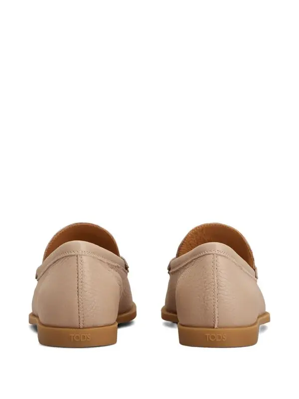 TOD'S Gold-tone Buckle Grained Leather Loafers