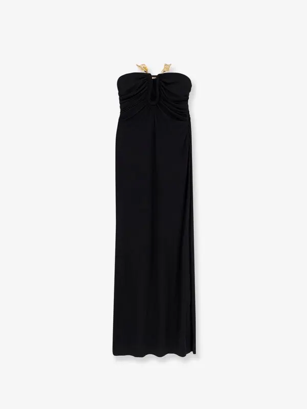 Cult Gaia Viscose Blend Long Strapless Dress With Metal Detail