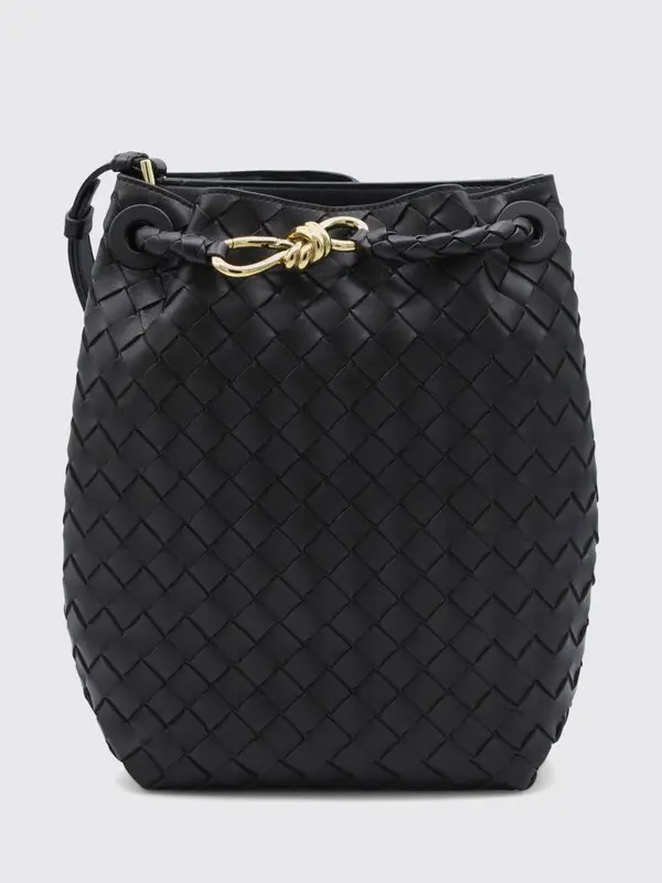 Bottega Veneta Woven Leather Shoulder Bag With Gold Tone Clasp