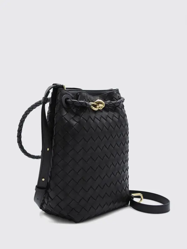 Bottega Veneta Woven Leather Shoulder Bag With Gold Tone Clasp