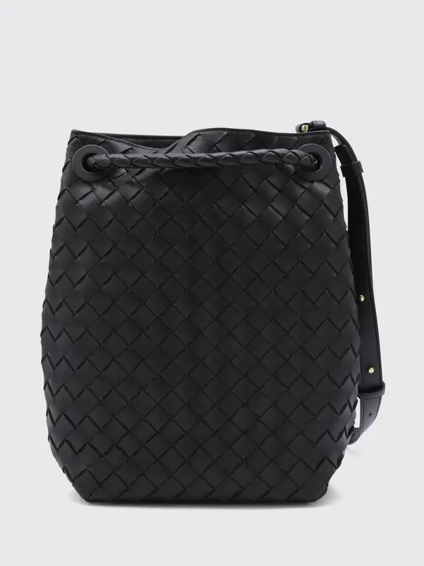 Bottega Veneta Woven Leather Shoulder Bag With Gold Tone Clasp