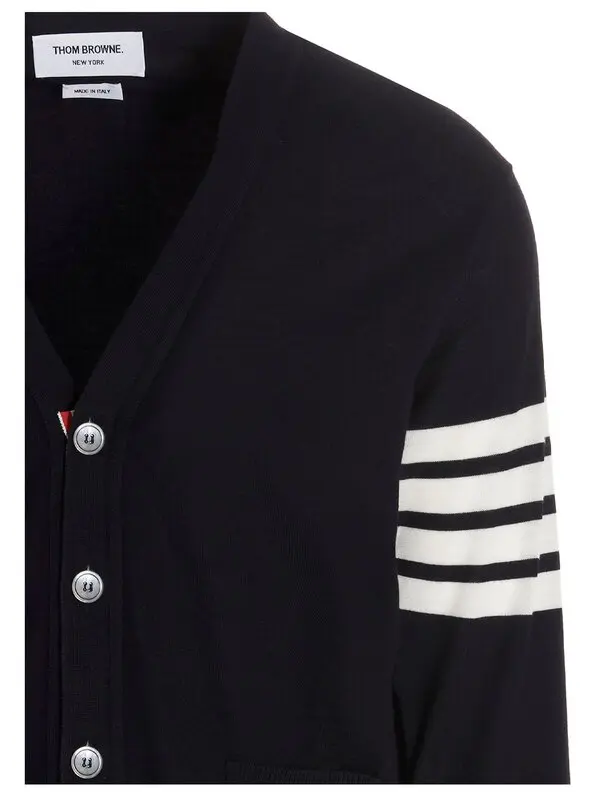 Thom Browne Merino Wool Cardigan With Button Detailing - Blue