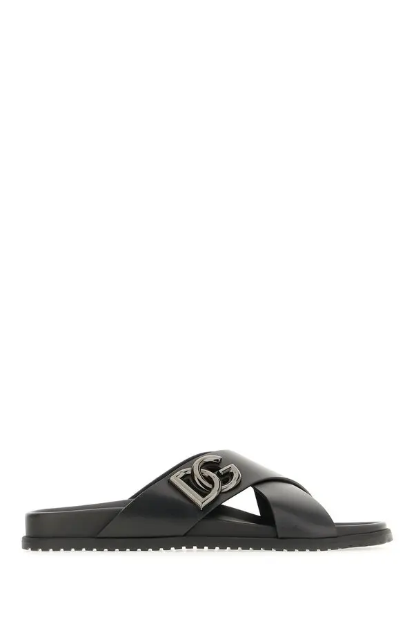 Dolce & Gabbana Embellished Leather Slides