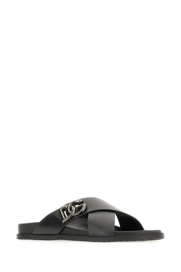 Dolce & Gabbana Embellished Leather Slides