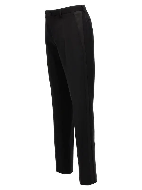 LANVIN Tuxedo Wool Pants With Satin Side Bands
