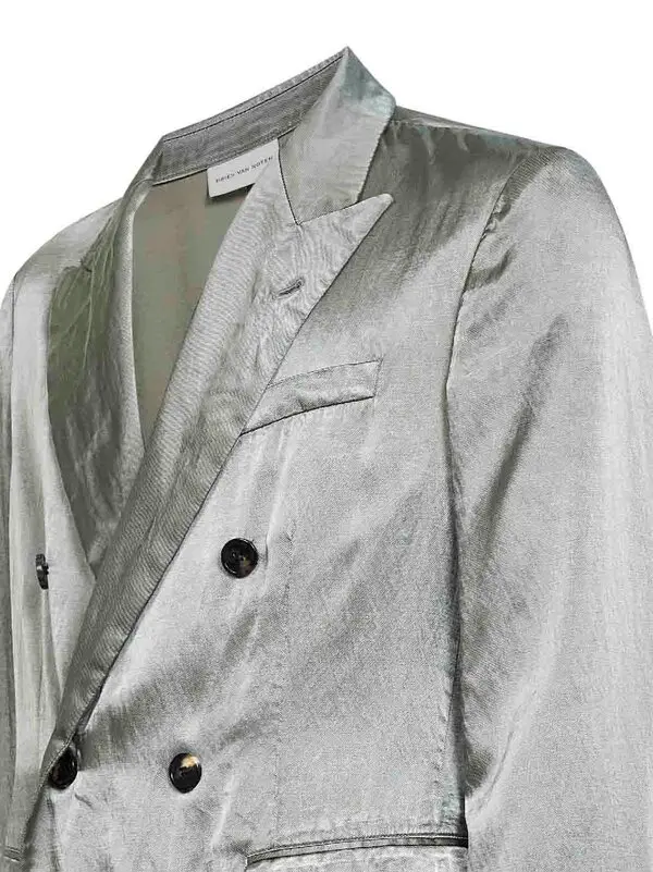 Dries Van Noten Double-breasted Viscose Cotton Blazer