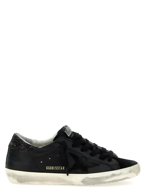 GOLDEN GOOSE Superstar Leather Sneakers With Contrast Suede Star - Black