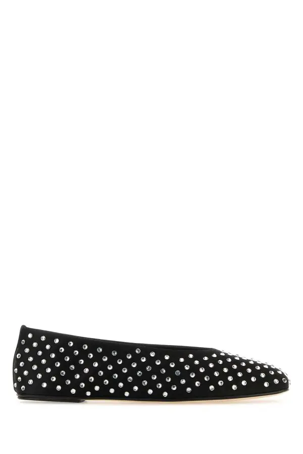 Magda Butrym Embellished Satin Ballerinas - Black