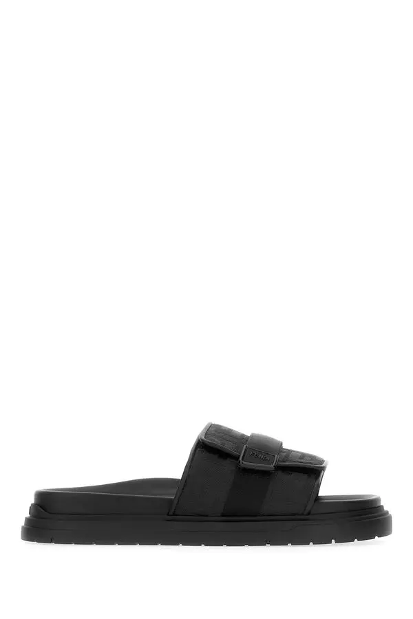 Fendi Embossed Logo Slip On Slippers