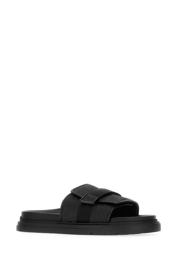 Fendi Embossed Logo Slip On Slippers