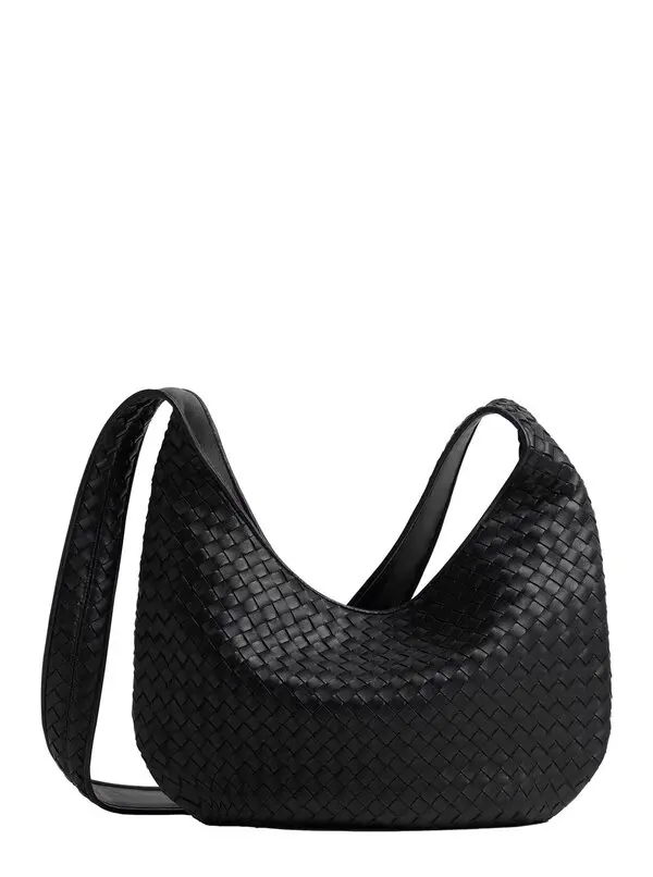 Bottega Veneta Shoulder Bag With Intreccio Motif - Black