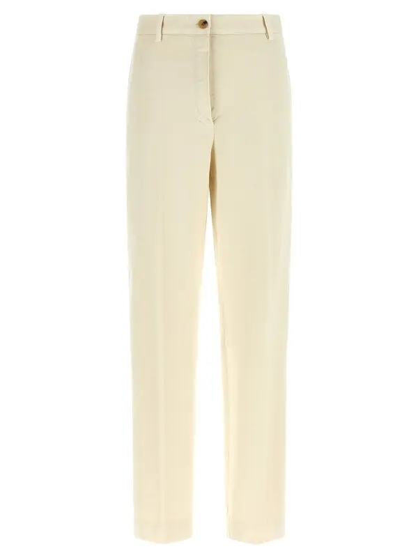 Dries Van Noten Pilar Cotton Canvas Trousers - Cream