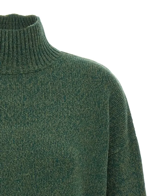 Victoria Beckham Convertible Wool Blend Mouline High Neck Sweater
