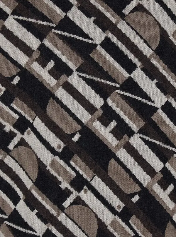 Fendi Wool Crewneck Sweater With Geometric Motif - Brown