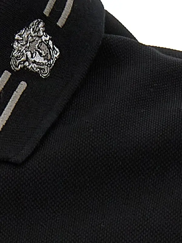 Versace Medusa Embroidery' Polo Shirt - Black