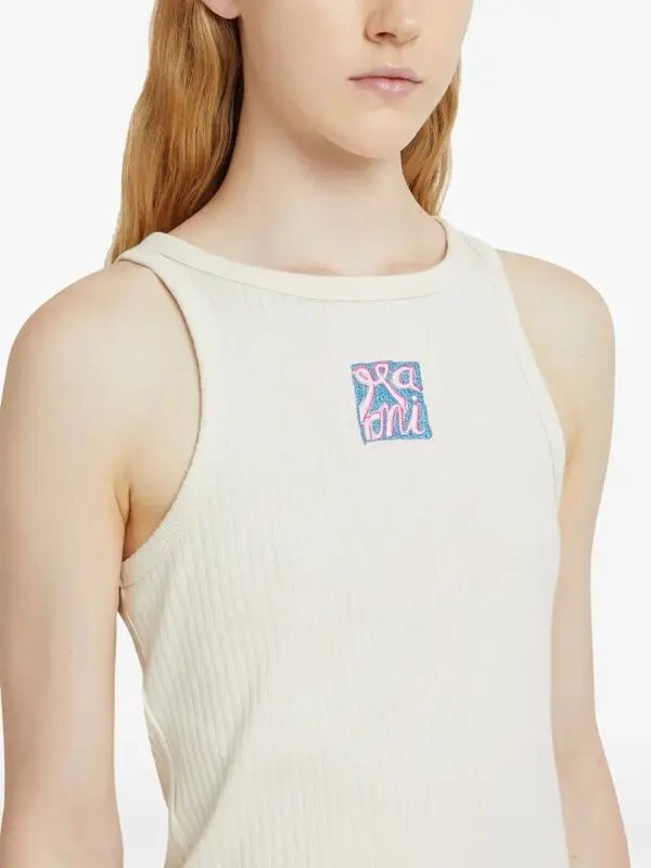 Marni Ribbed Embroidered Tank Top - Multicolor
