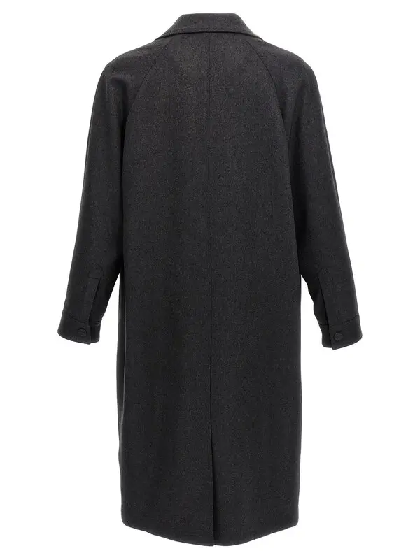 Fendi Single-breasted Cashmere Coat With Embossed Logo Pocket