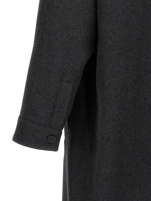 Fendi Single-breasted Cashmere Coat With Embossed Logo Pocket