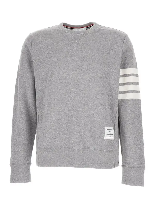 Thom Browne 4 Bar Tab Sweatshirt With Contrast Stripes - Gray