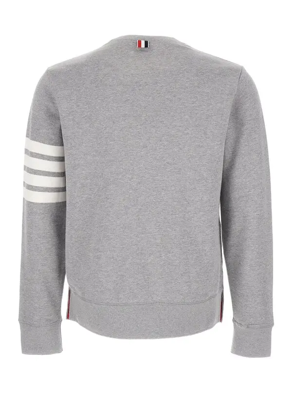 Thom Browne 4 Bar Tab Sweatshirt With Contrast Stripes - Gray